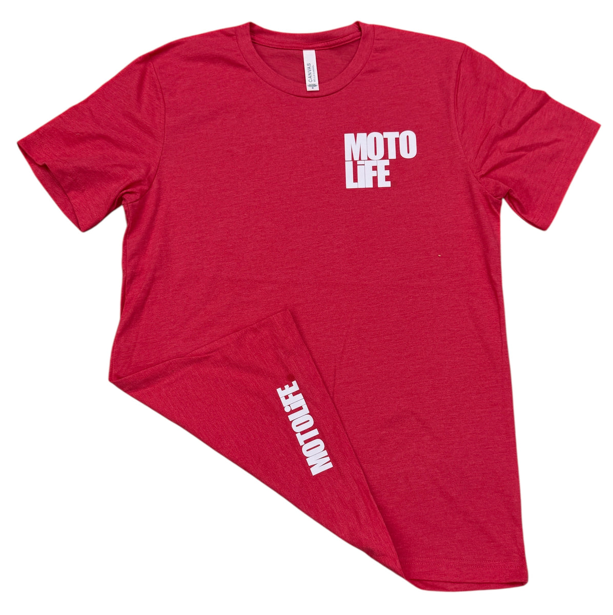 Heather Red tee with MOTOLiFE V2 logo front & V1 rear – Motolife, Inc.